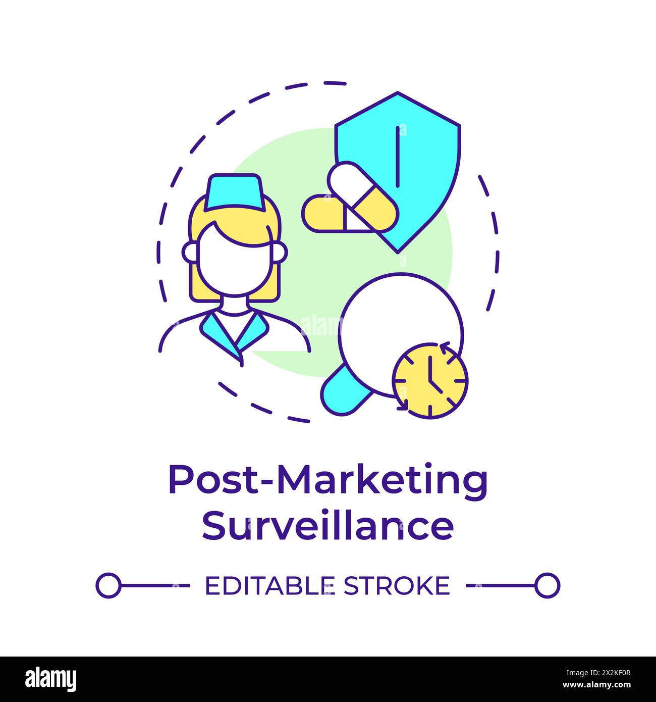 Post-marketing surveillance multi color concept icon Stock Vector Image ...