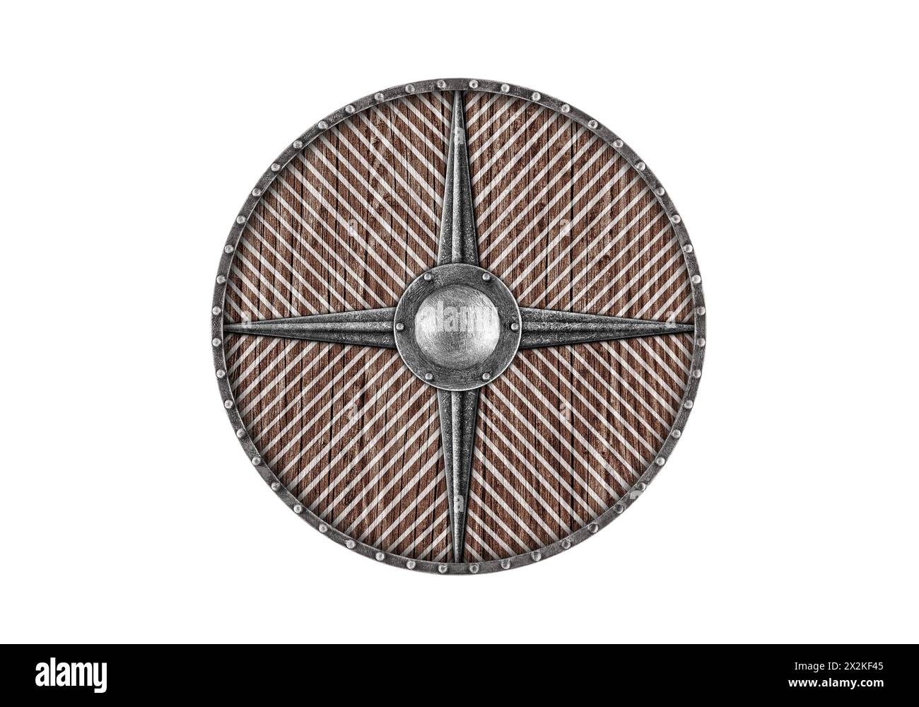 Old decorated wooden round shield isolated on white background Stock ...