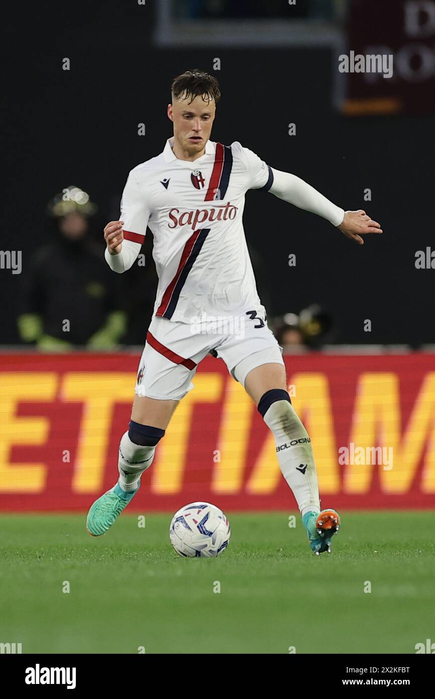 Bologna's Austrian defender Stefan Posch controls the ball during the ...
