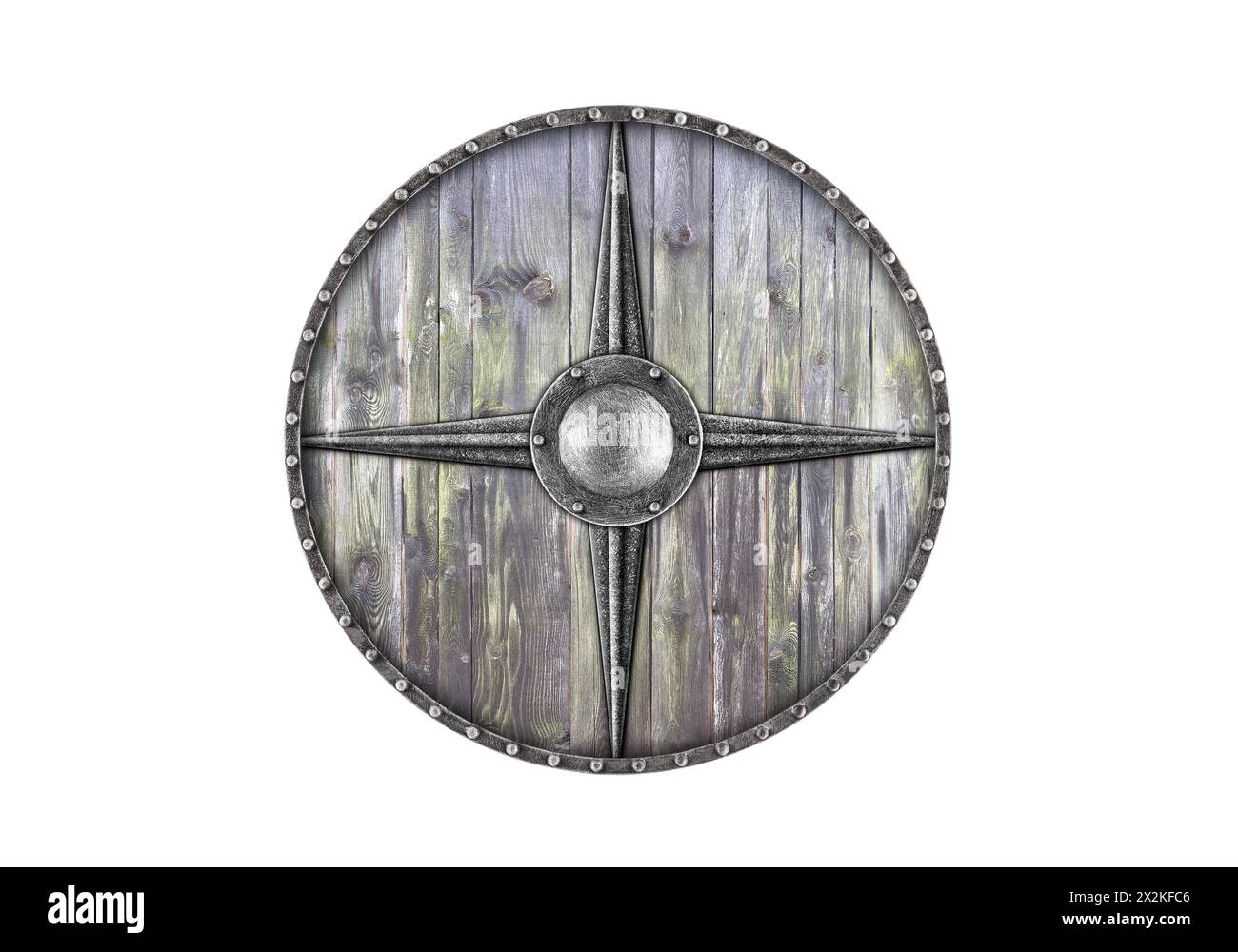 Old wooden round shield isolated on white background Stock Photo - Alamy