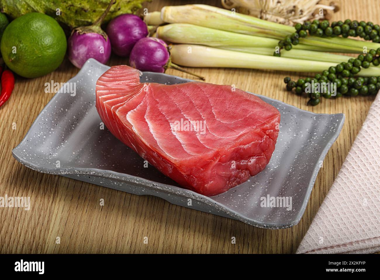 Raw fresh tuna fish steak for grill Stock Photo - Alamy