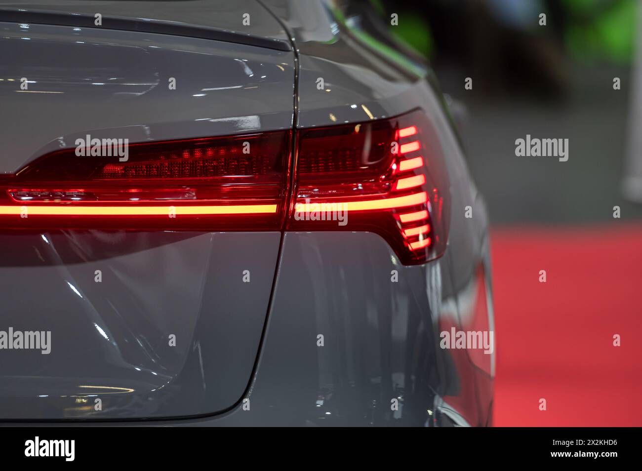 Car taillight. LED red taillight. Closeup tail light of a modern car ...