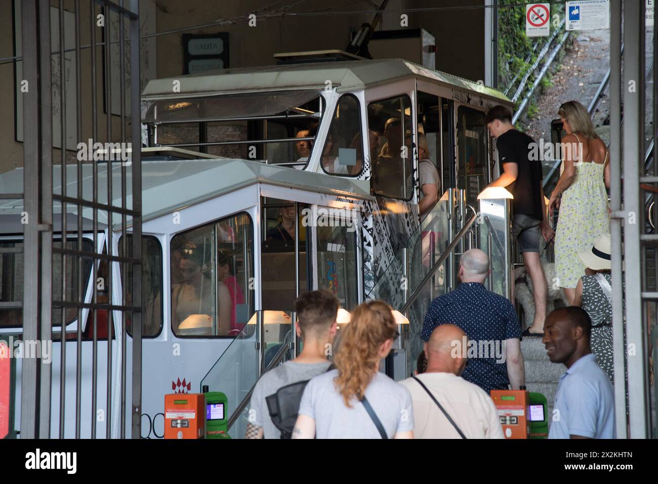 Lower station of Funicolare di Bergamo (Bergamo Funicular) connecting ...