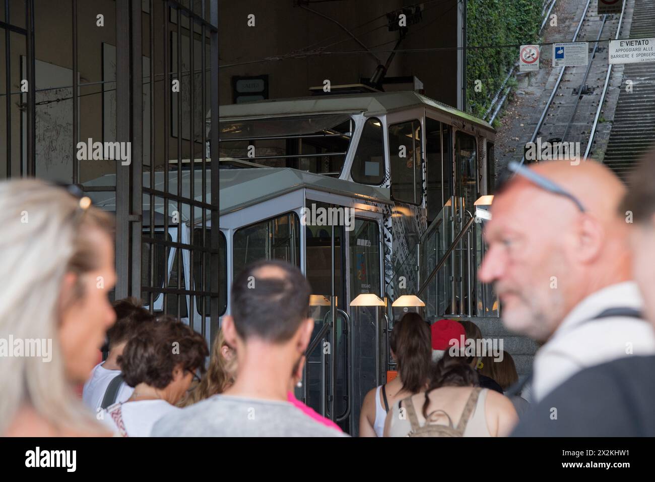 Lower station of Funicolare di Bergamo (Bergamo Funicular) connecting ...