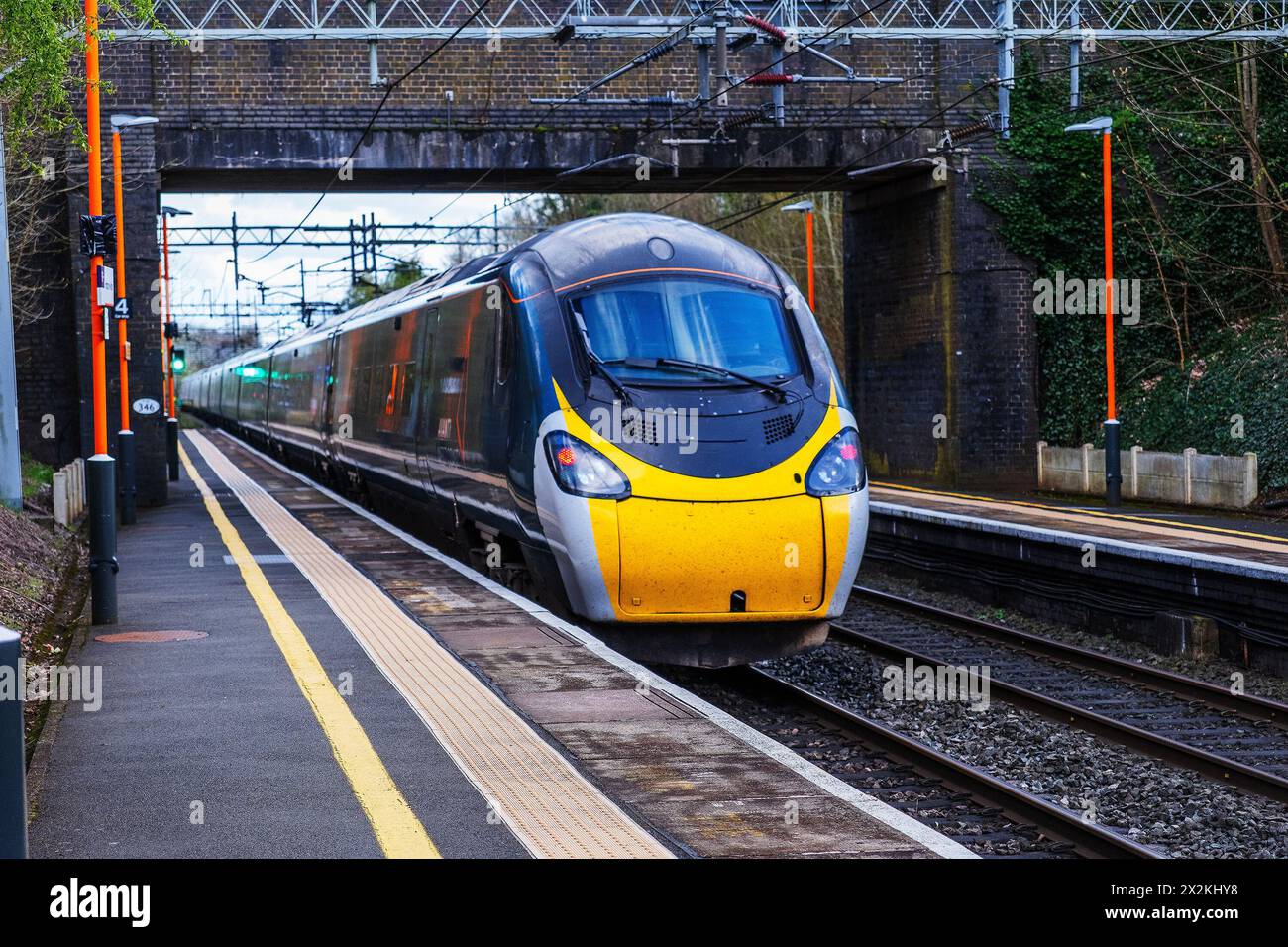 British Rail Network Rail passenger commuter railway station platform ...