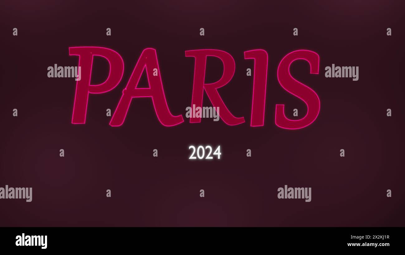 Paris 2024 neon pink text Stock Photo - Alamy