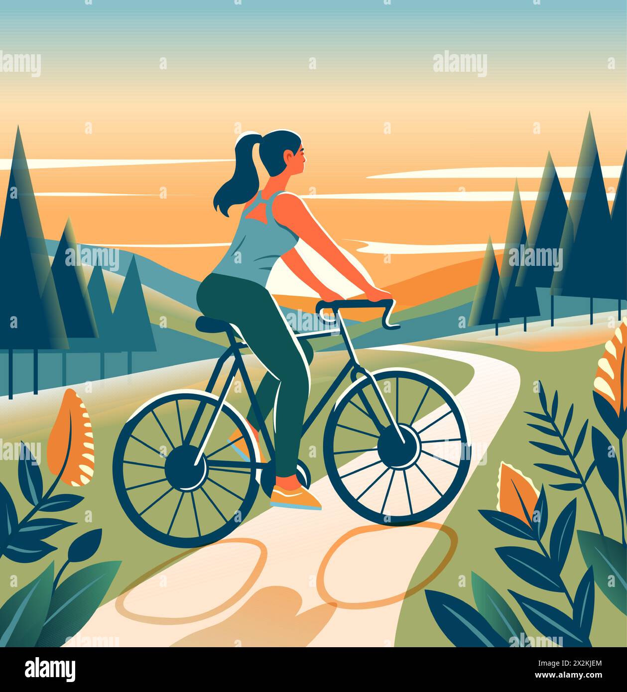 Scenic Cycling Adventure Vector Art Stock Vector Image & Art - Alamy