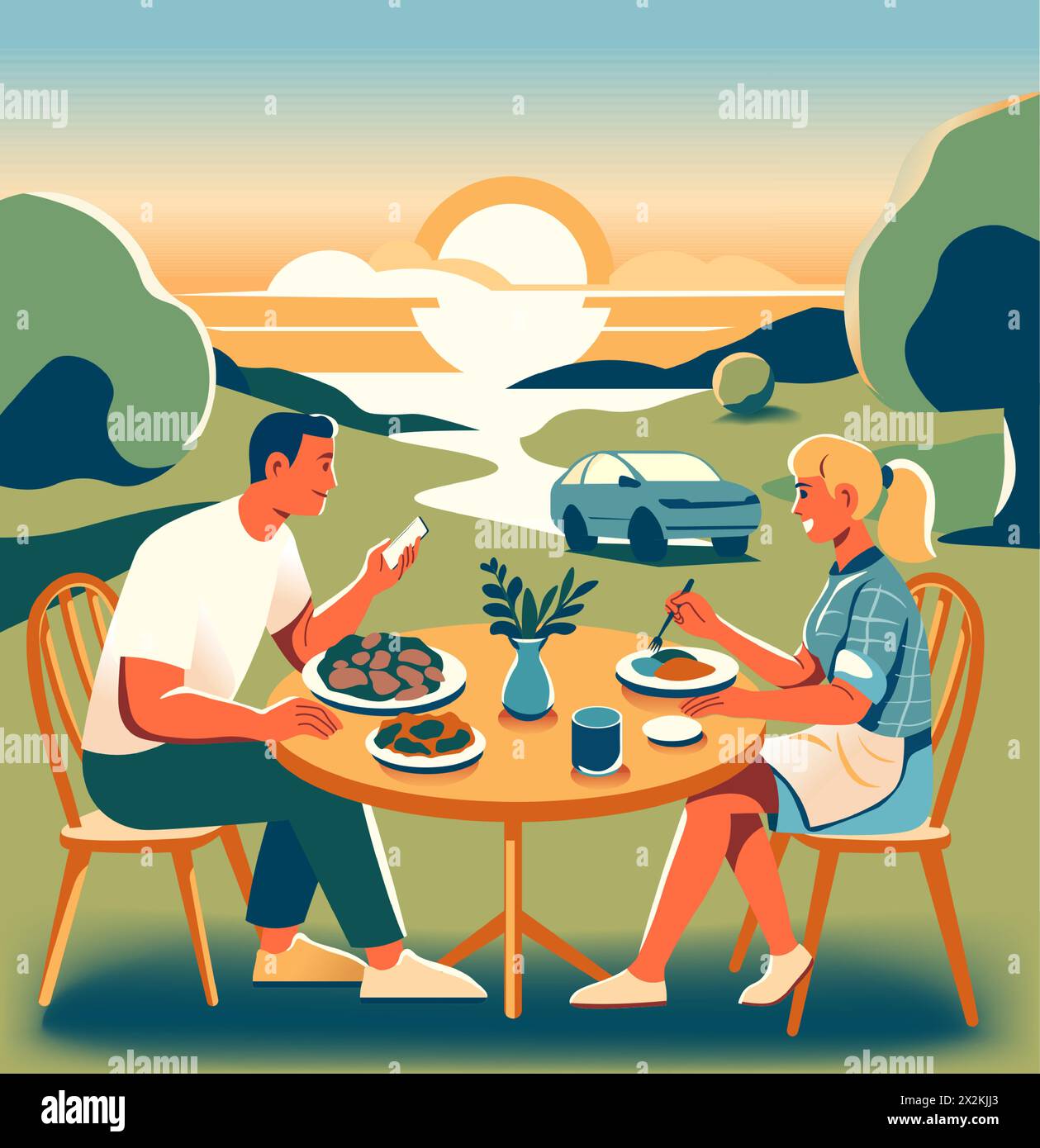 Classic old car town Stock Vector Images - Alamy