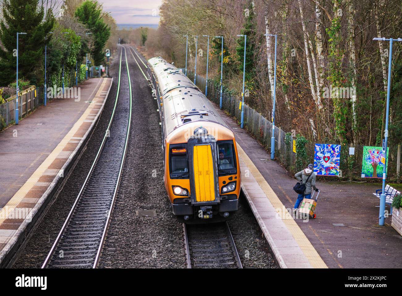British Rail Network Rail passenger commuter railway station platform ...