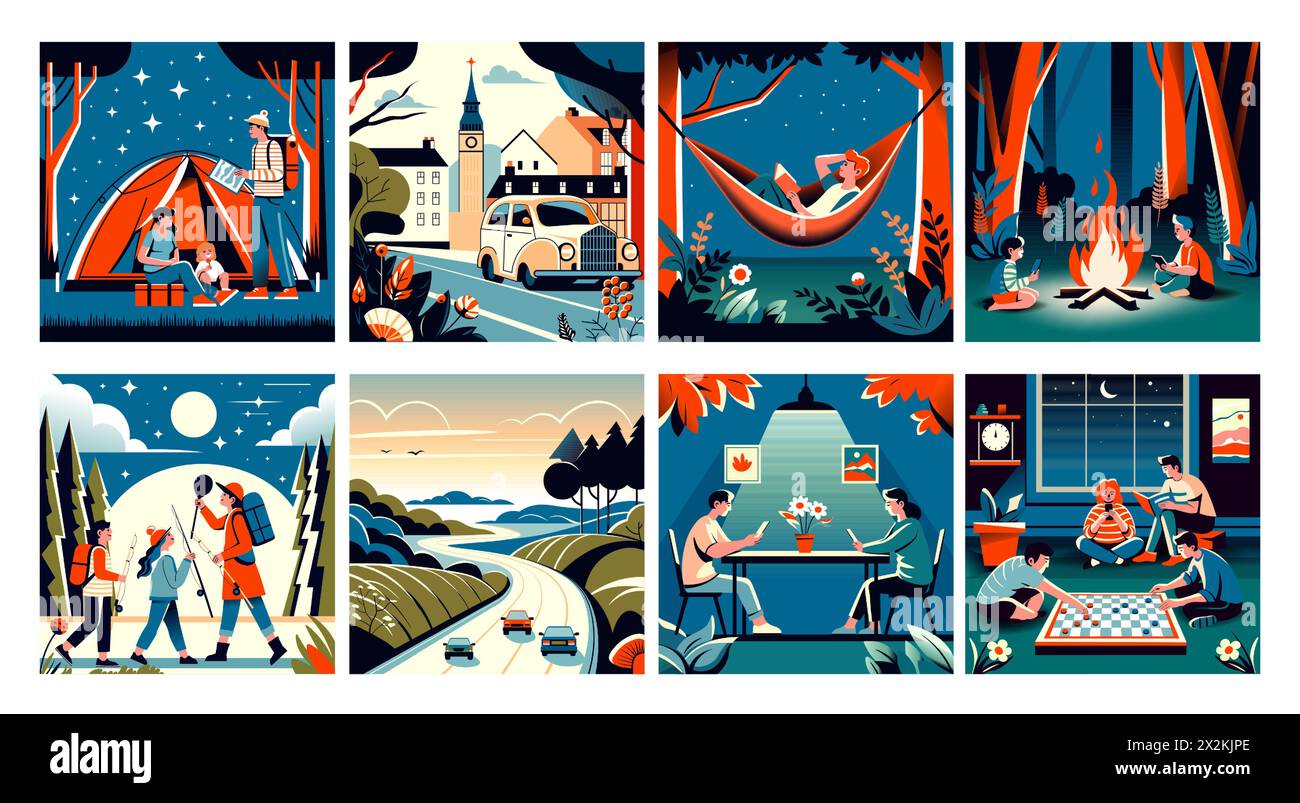 Leisure and Travel Vector Illustration Set Stock Vector Image & Art - Alamy