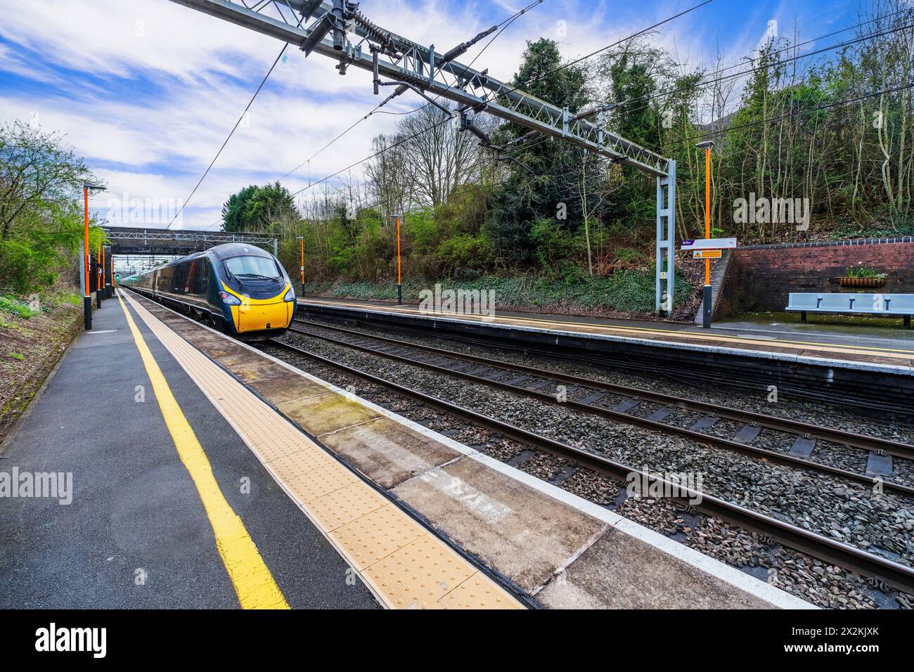 British Rail Network Rail passenger commuter railway station platform ...