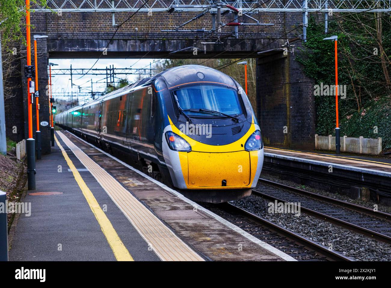 British Rail Network Rail passenger commuter railway station platform ...