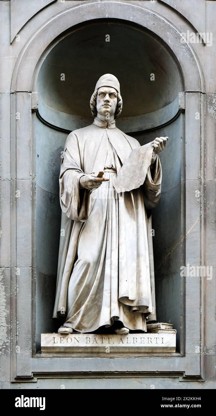 FLORENCE, ITALY-May 30,2023: Statue of Leon Battista Alberti in the ...