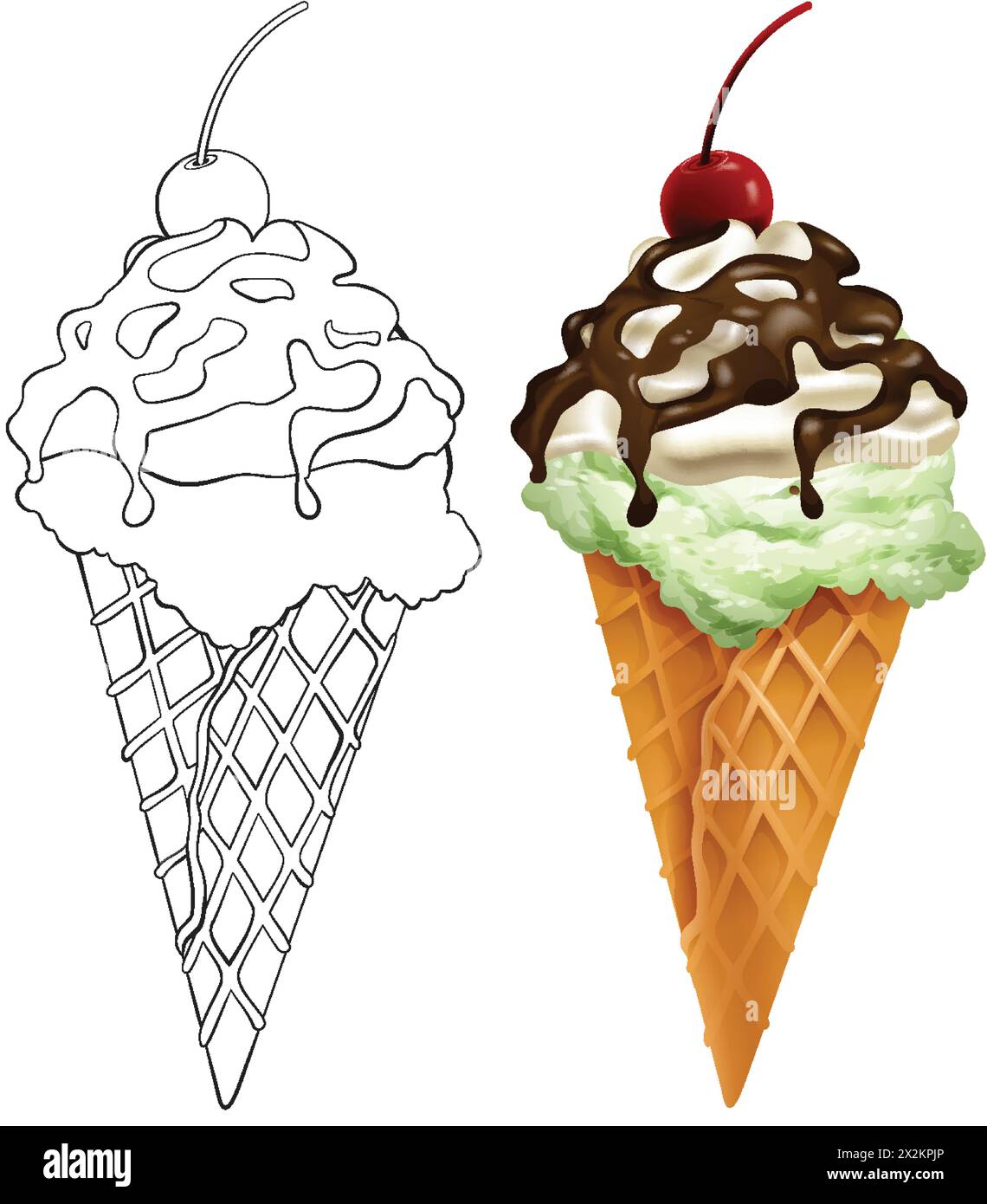 Vector illustration of two ice cream cones Stock Vector Image & Art - Alamy