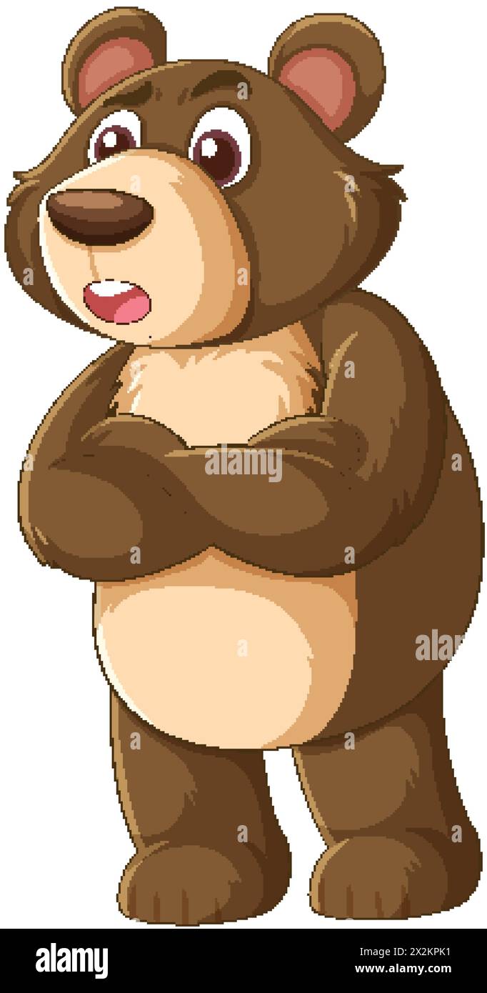 Cartoon bear standing upright with a puzzled look Stock Vector Image ...