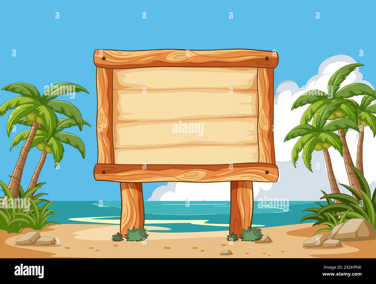 Blank wooden signboard on a sunny beach Stock Vector Image & Art - Alamy
