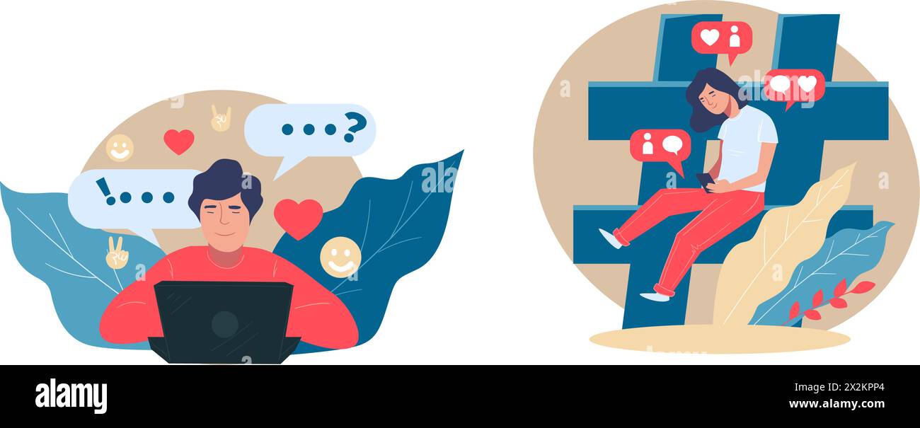 Online Social Media Collaboration vector Stock Vector Image & Art - Alamy