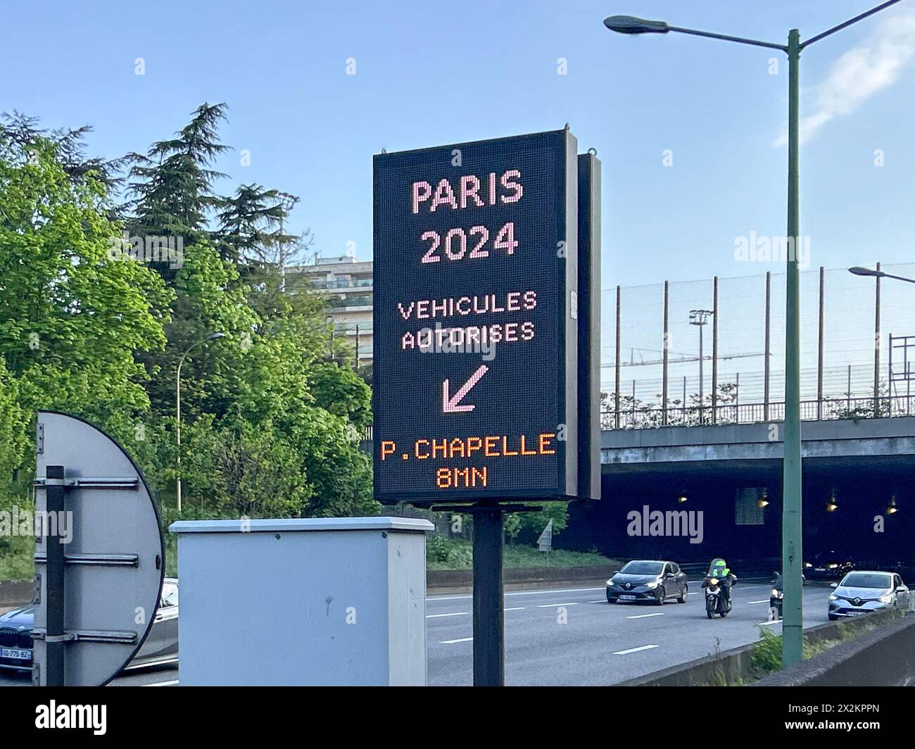 Paris, France. 23rd Apr, 2024. Illustration of a test sign indicating ...