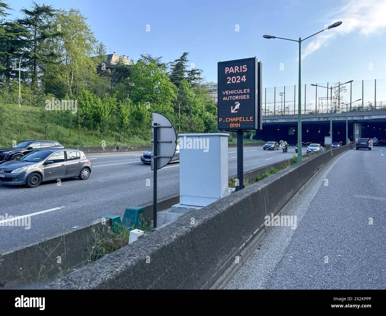 Paris, France. 23rd Apr, 2024. Illustration of a test sign indicating ...