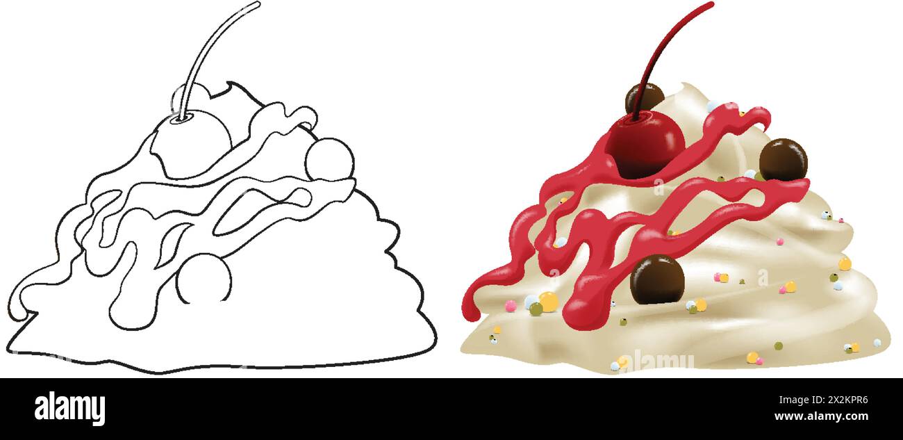 Vector illustration of a dessert with toppings Stock Vector Image & Art ...