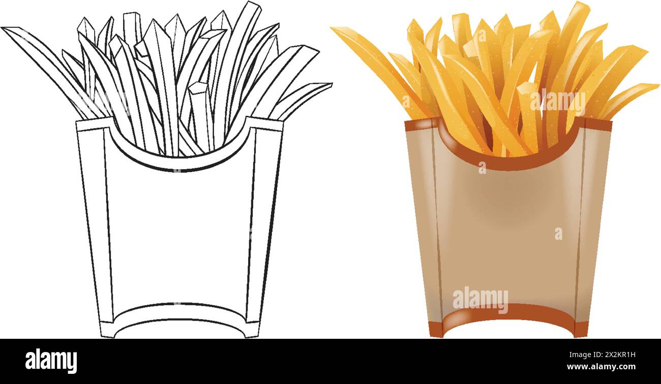 Sketch and colored drawing of french fries Stock Vector Image & Art - Alamy