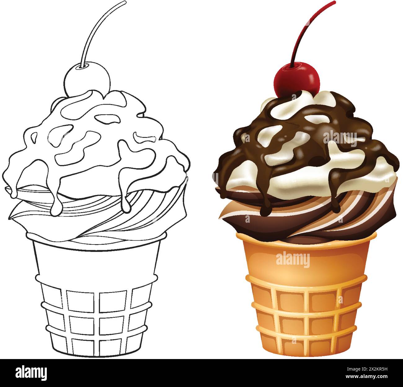 Vector illustration of two ice cream cones Stock Vector Image & Art - Alamy