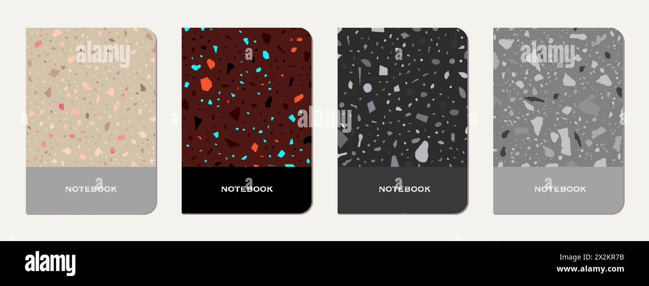 School notebook cover design. Terrazzo abstract background made of ...
