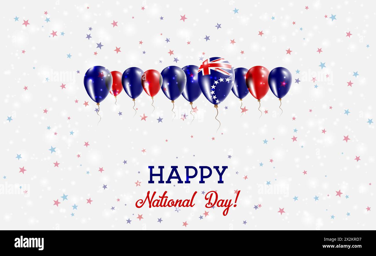 Cook Islands Independence Day Sparkling Patriotic Poster. Row of ...