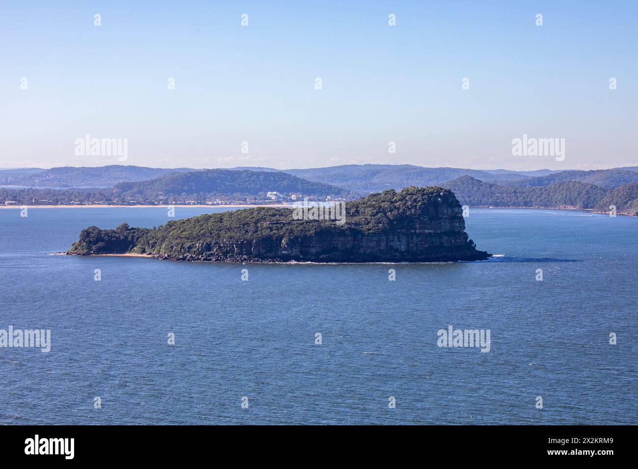 From West Head in Ku-Ring-Gai chase national park, view of Lion Island ...