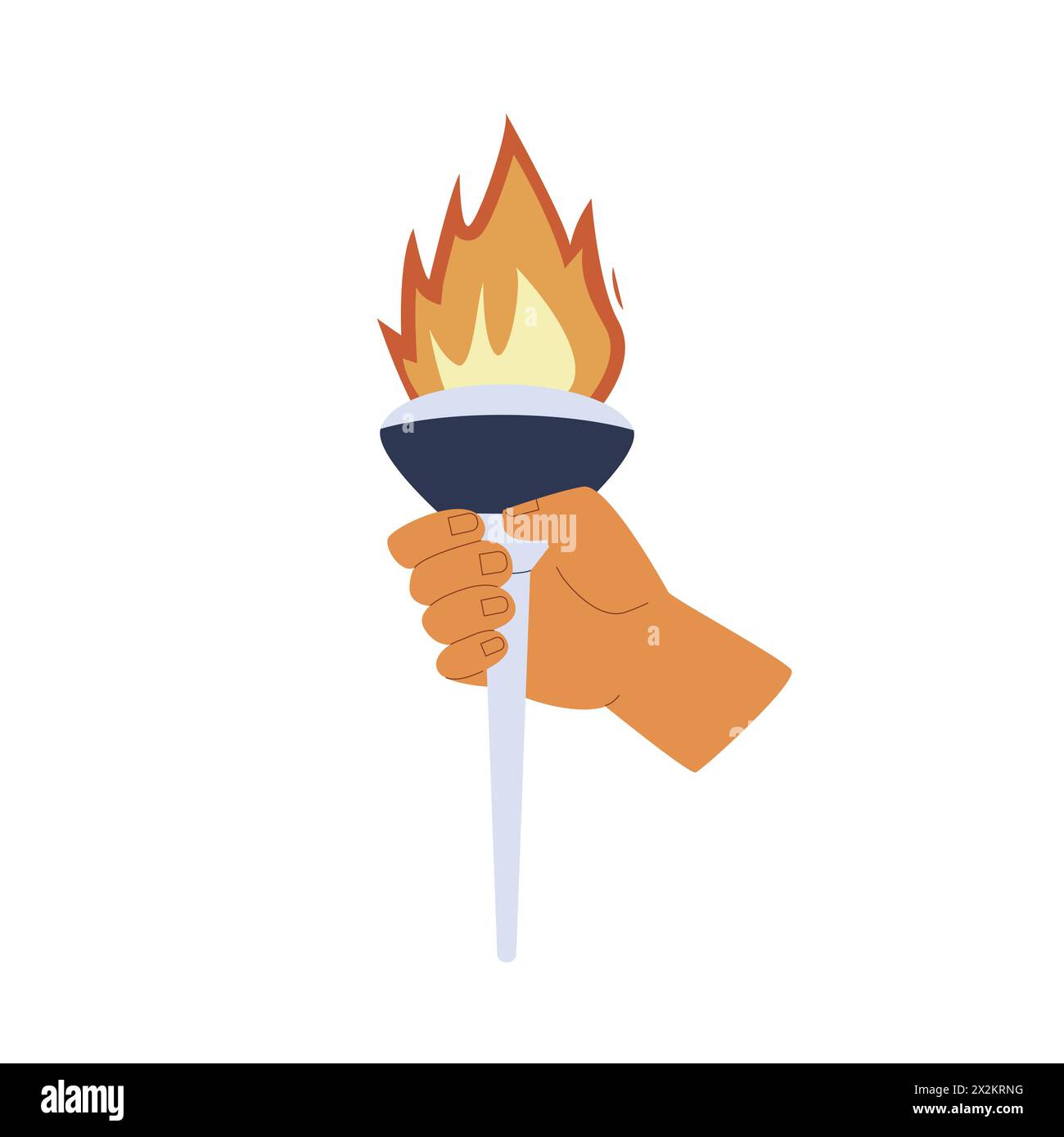 Torches with burning flame in hand. Symbol of sport, games, victory and ...