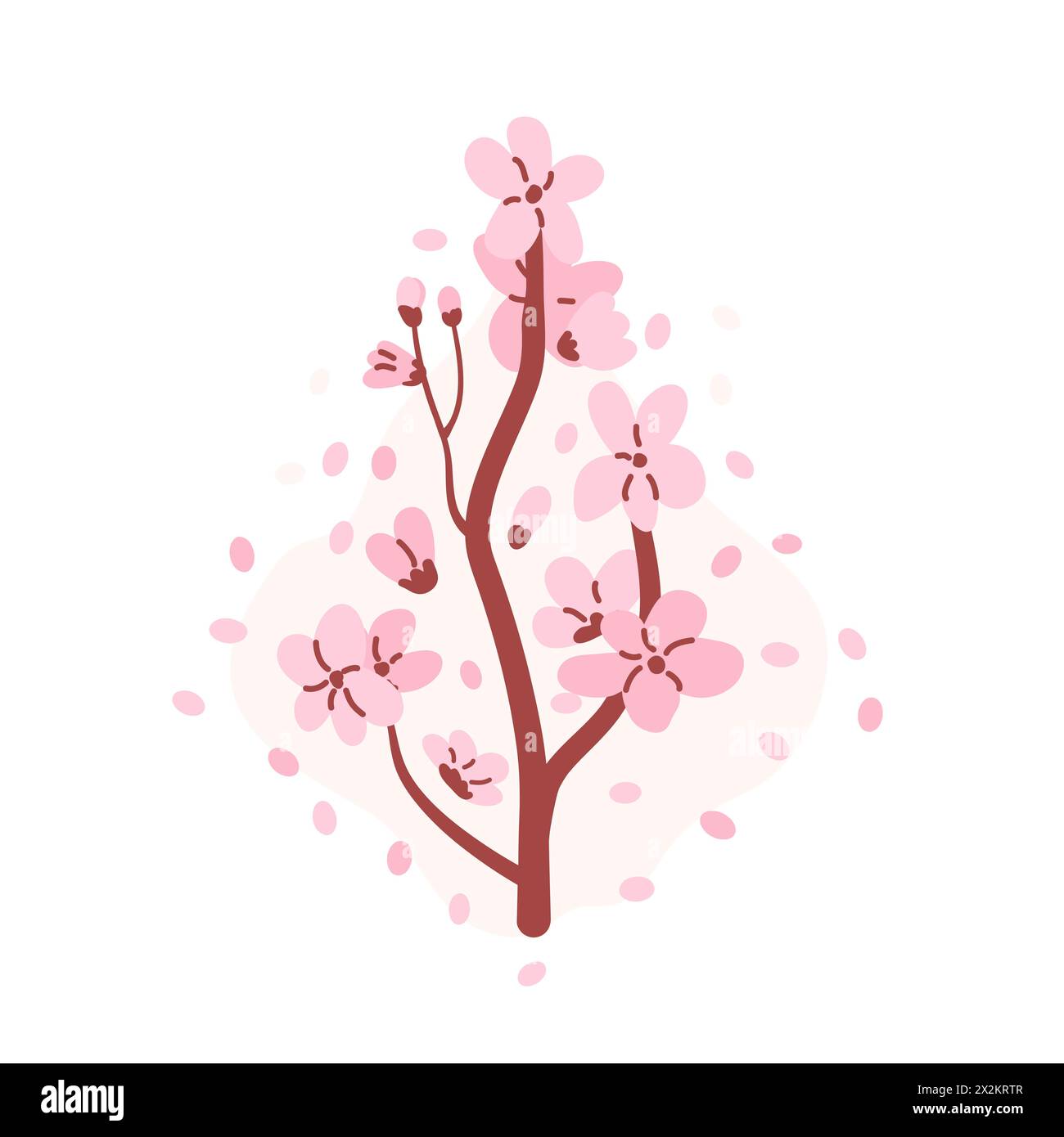 Sakura tree branch. Floral composition. Japanese cherry blossom simple ...