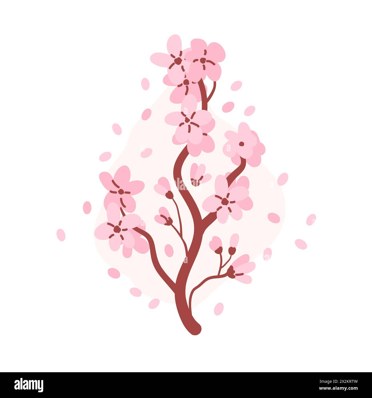 Sakura tree branch. Floral composition. Japanese cherry blossom simple ...