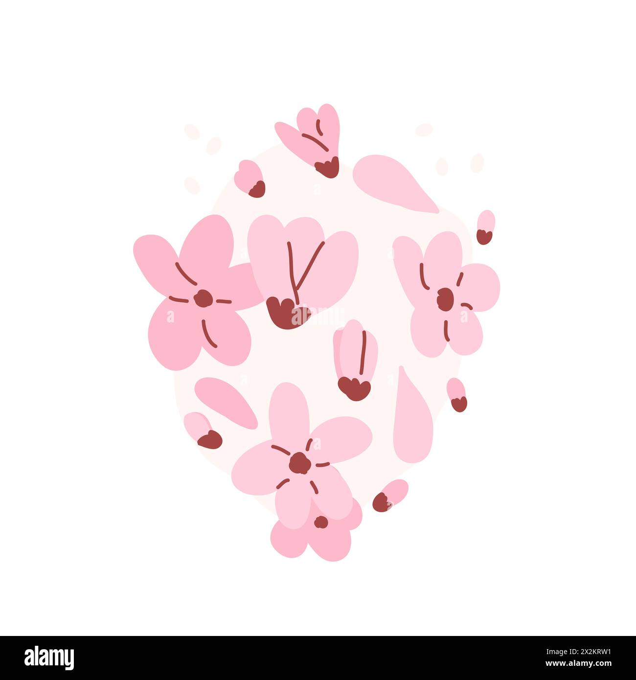 Sakura flowers. Floral composition. Japanese cherry blossom simple ...