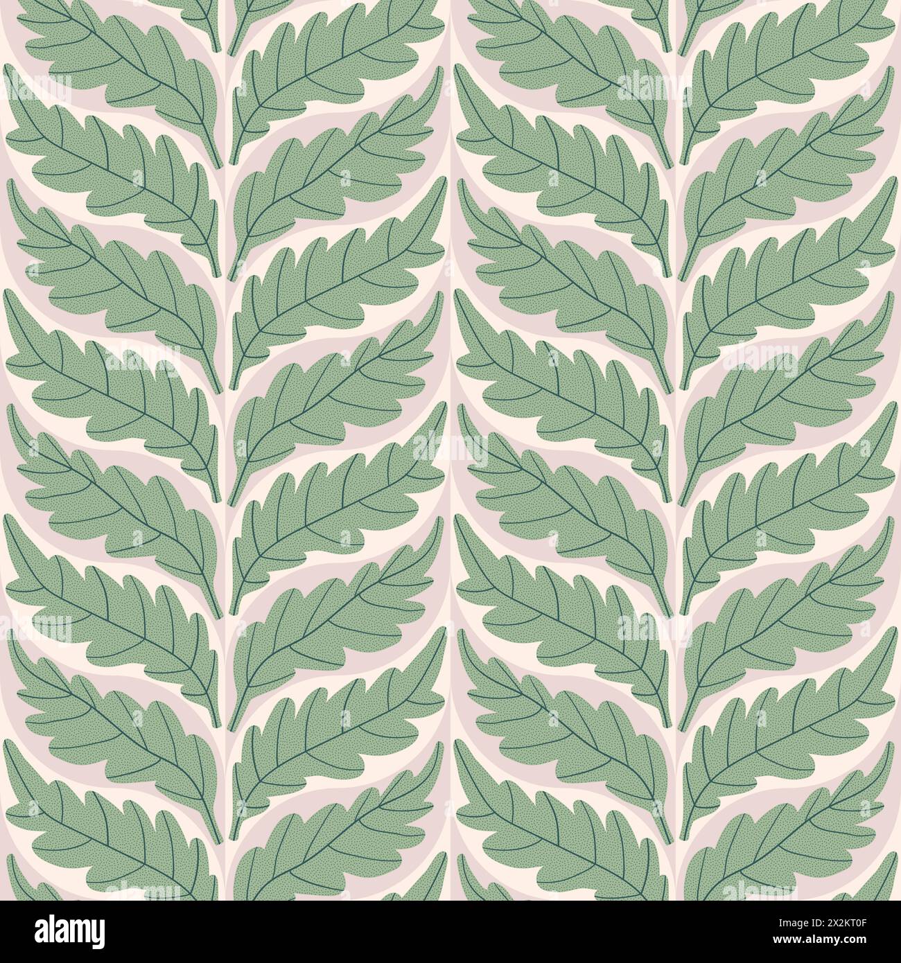 Leaves seamless pattern. Floral endless background. Summer botanic foliage repeat cover. Vector ...