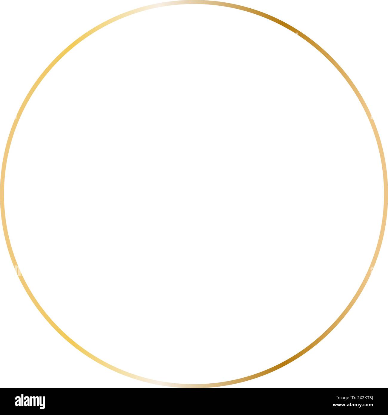 Gold circle frame. Vector outline thin round aesthetic border for ...