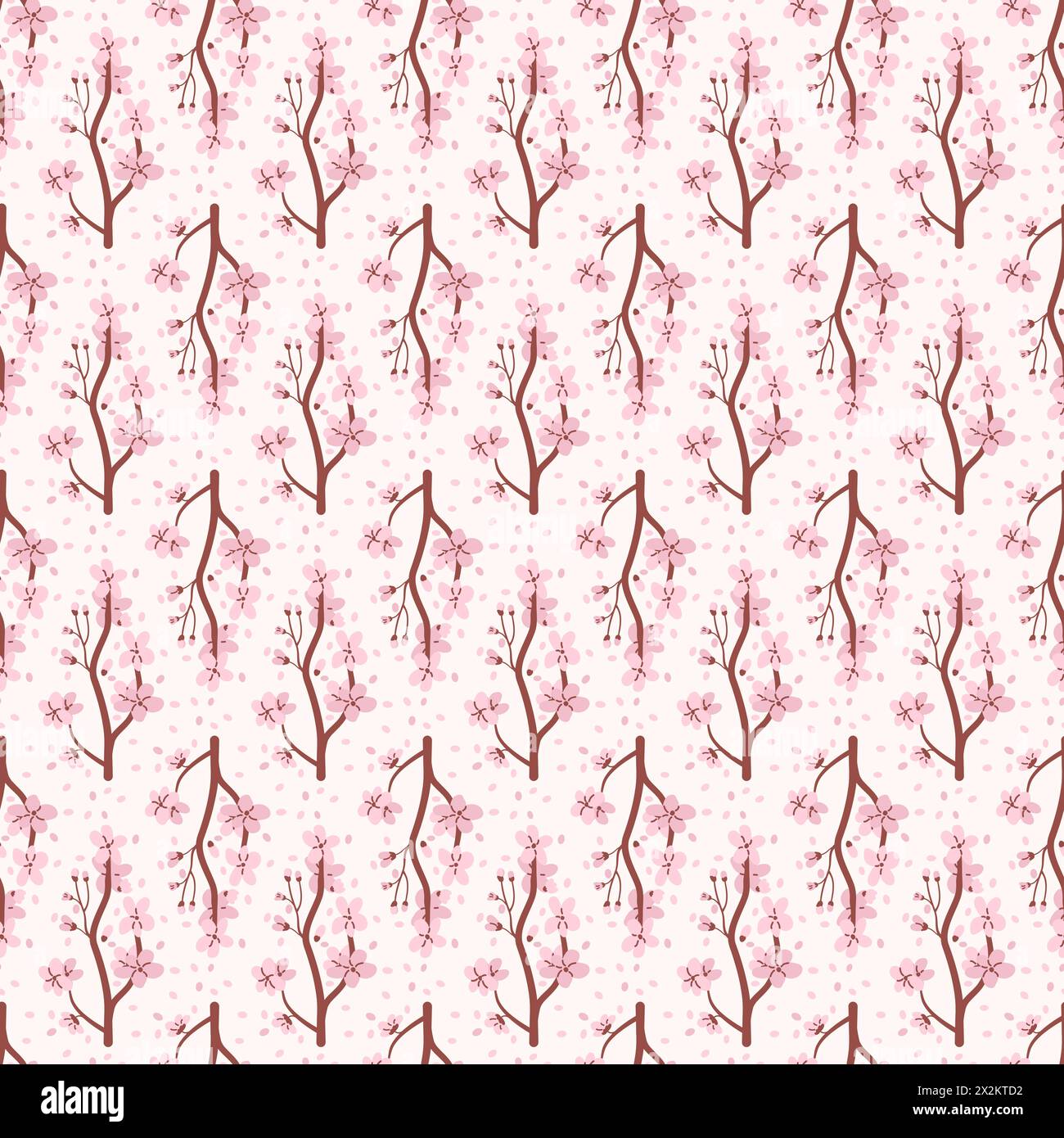 Sakura seamless pattern. Botanic endless background. Vector flat hand ...