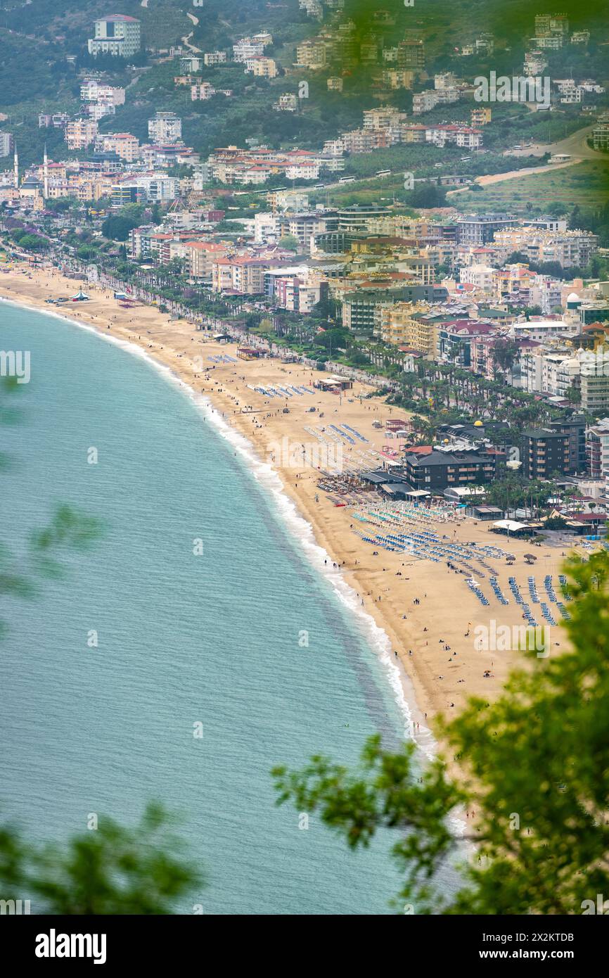 View of Cleopatra beach in Alanya, one of the touristic districts of ...
