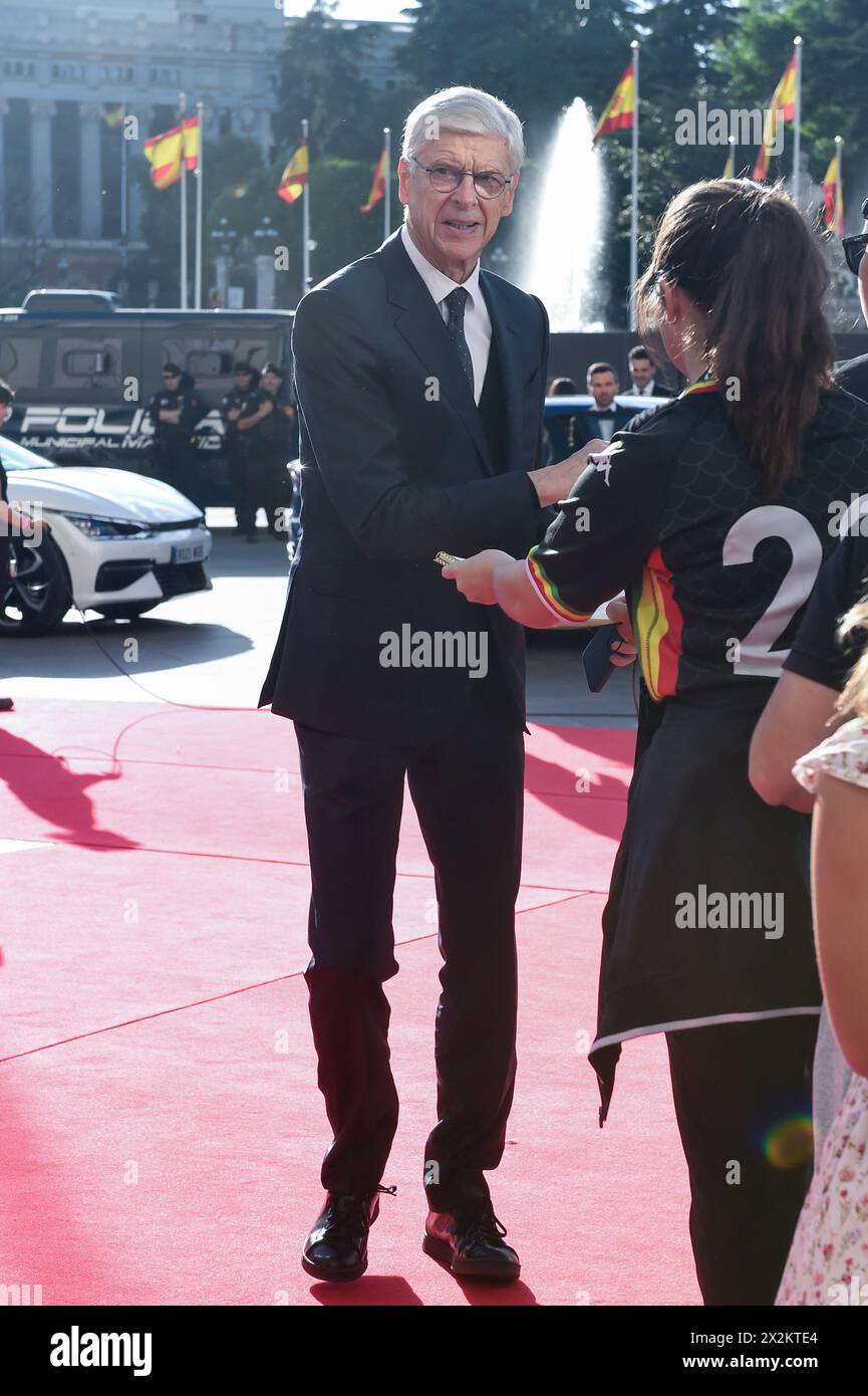 Madrid, Spain. 22nd Apr, 2024. French football manager Arsene Wenger ...
