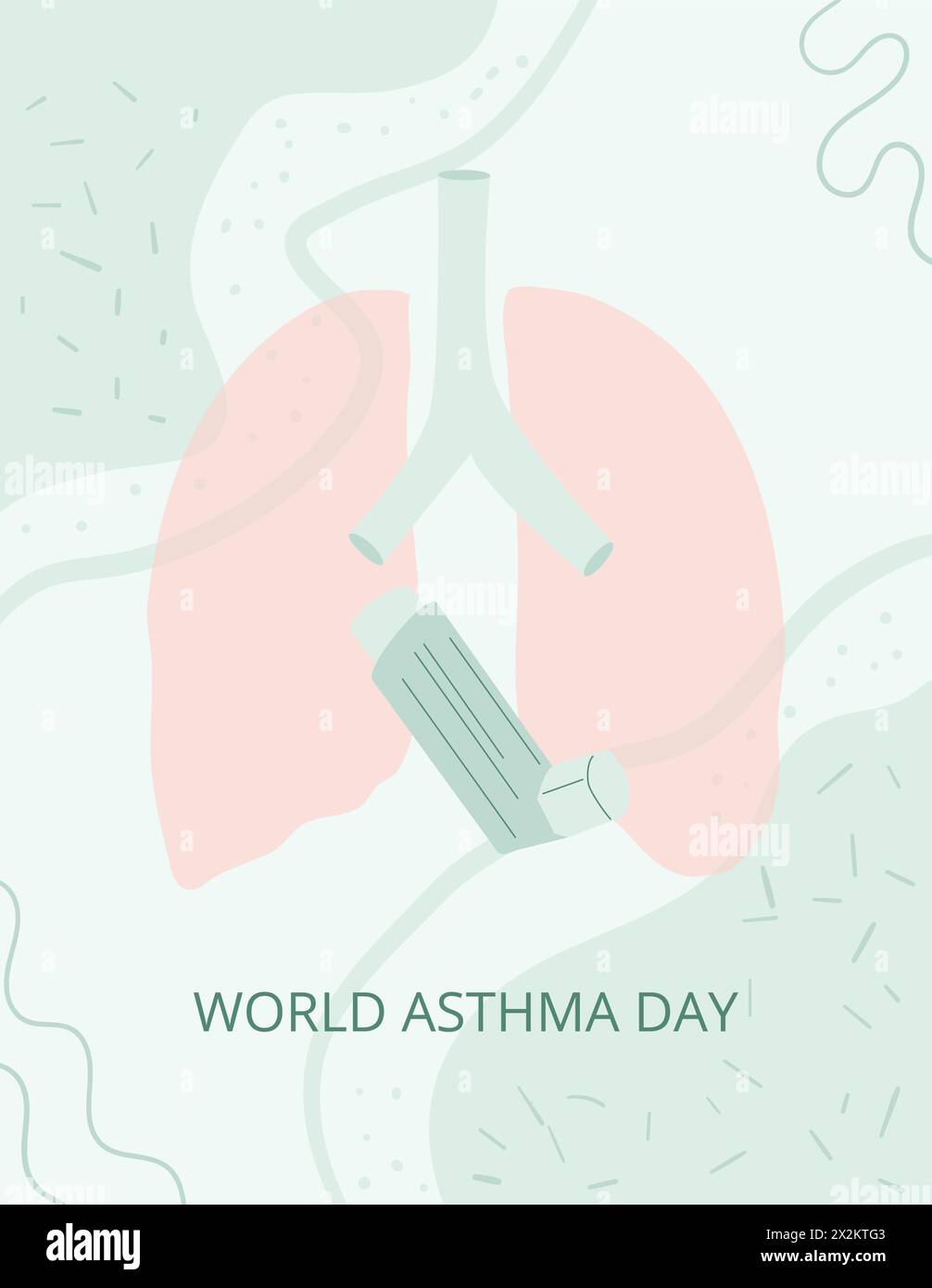 World asthma day template. Health awareness background. Inhaler with ...