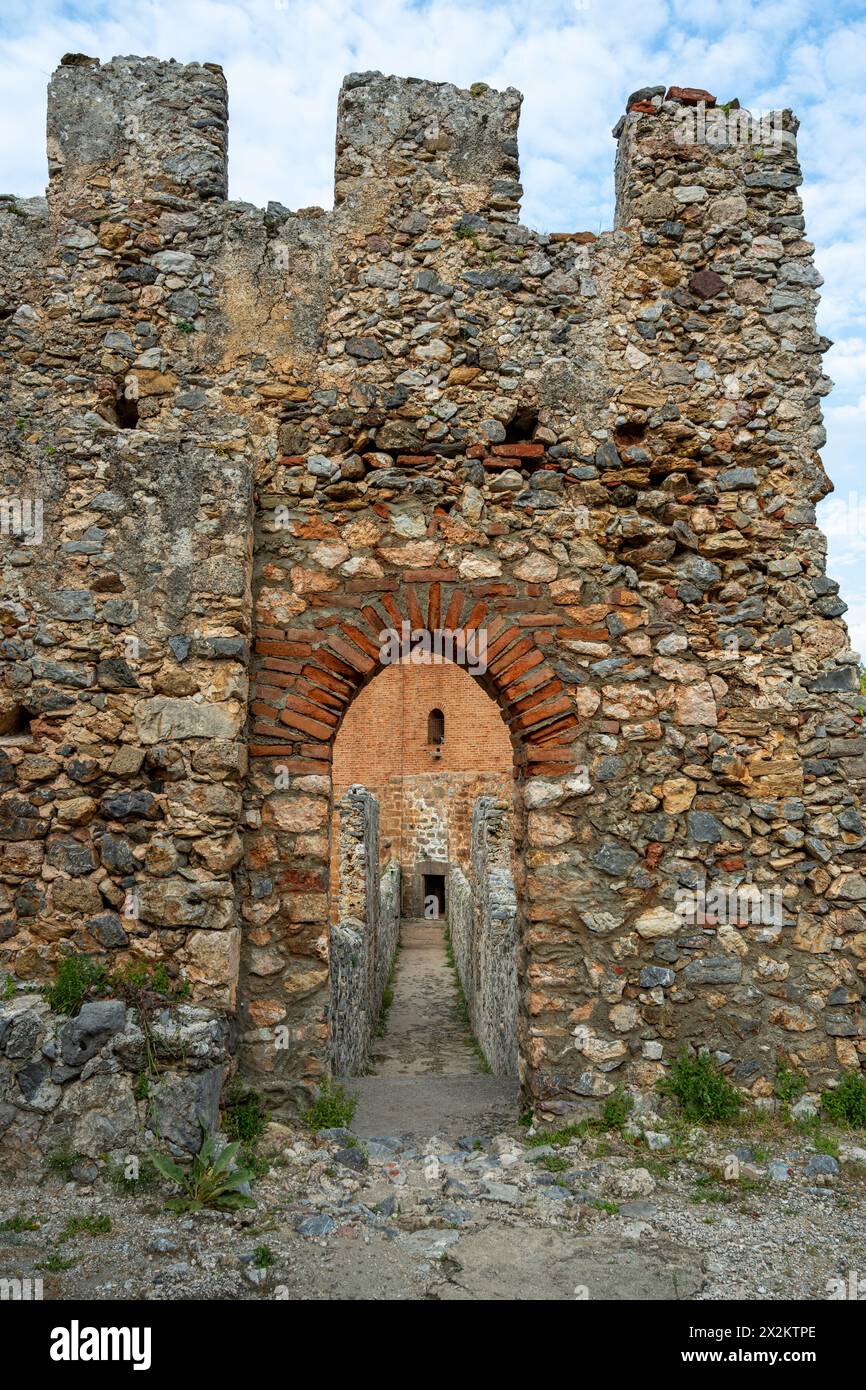 The historical Red Tower in the Alanya district of Antalya, one of the ...