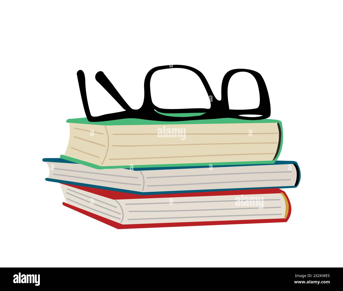 Pile books glasses Stock Vector Images - Alamy