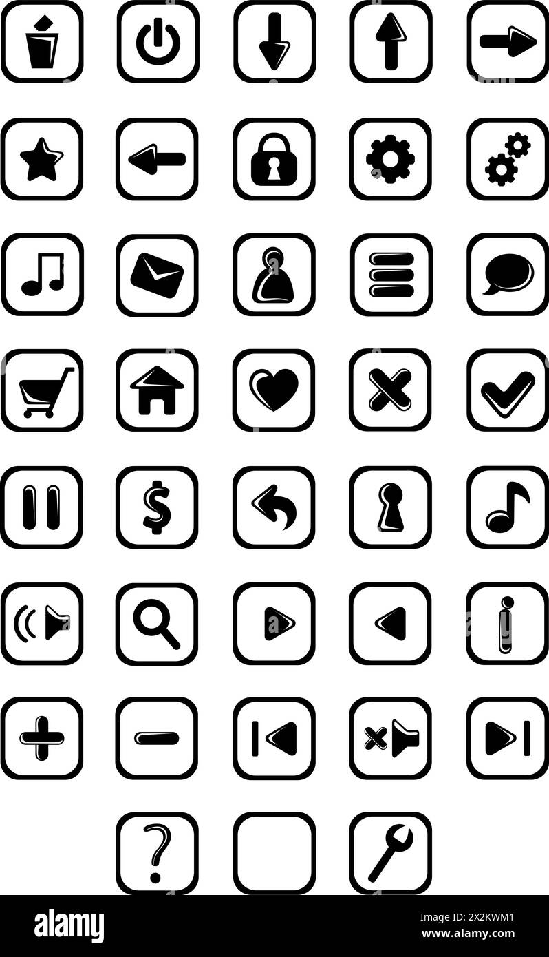 Interface 2d game. Buttons for the program Stock Vector Image & Art - Alamy