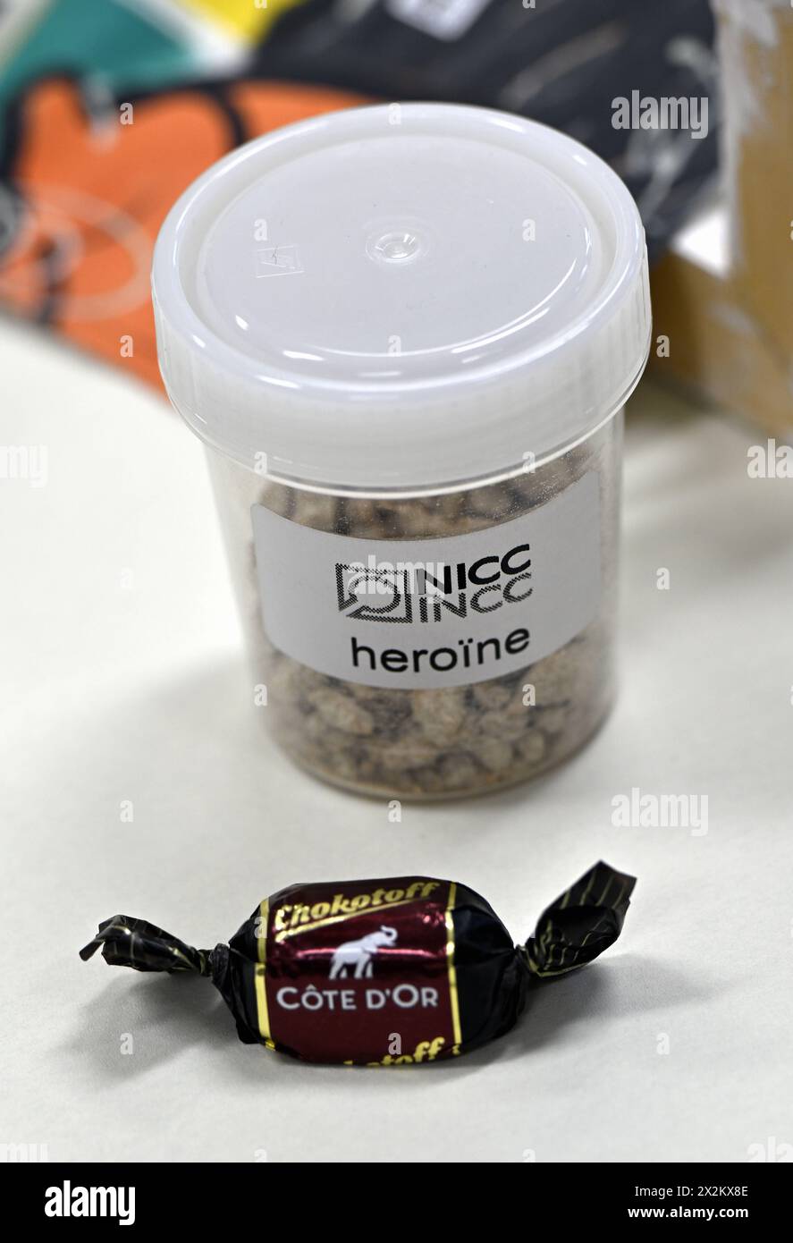 Brussels, Belgium. 23rd Apr, 2024. Heroine and a chokotoff with opium ...