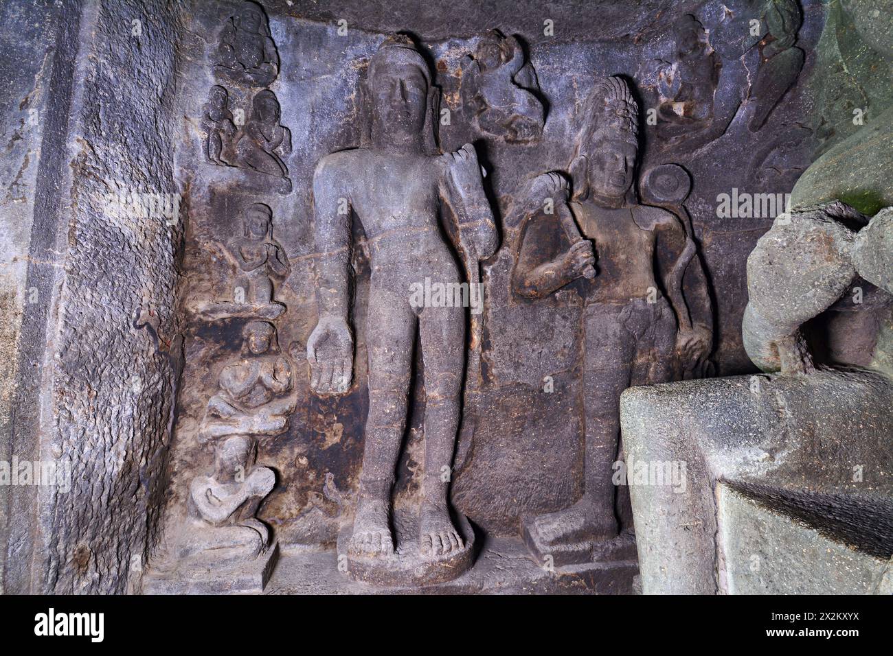 Ellora Caves : Buddhist Cave No 2 Left wall of the shrine showing ...