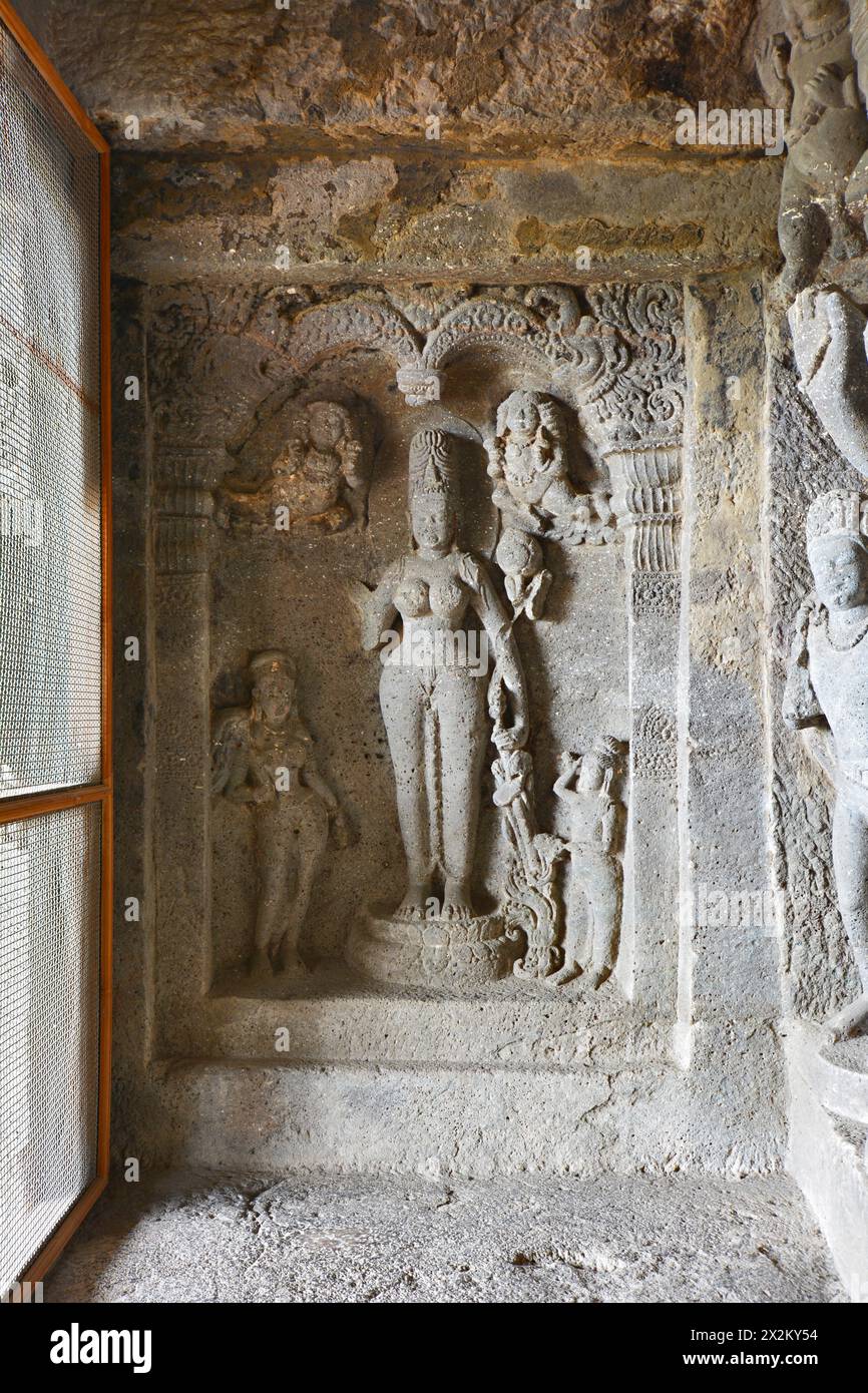 Ellora Caves : Buddhist Cave No 6 Image of Goddess Tara in makara ...