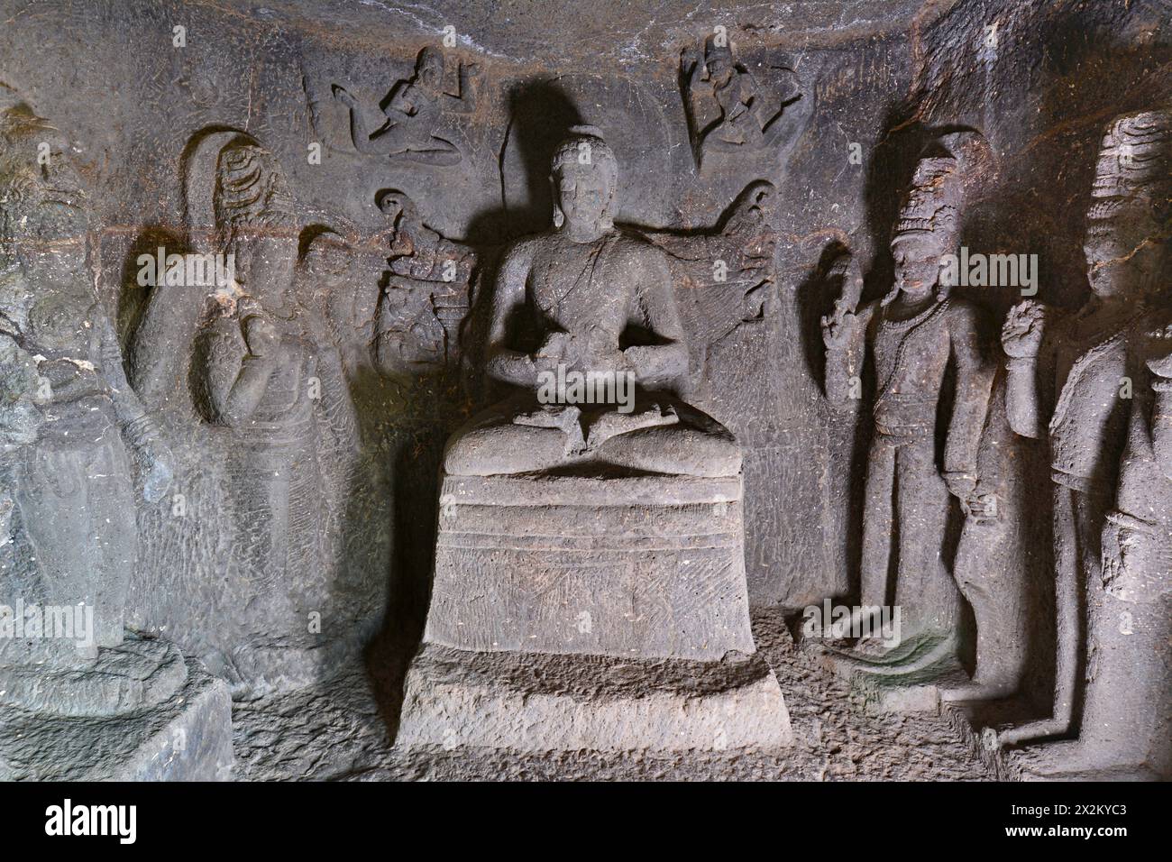 Ellora Buddhist Caves: Cave No 11 Second Floor: Buddha on a high ...