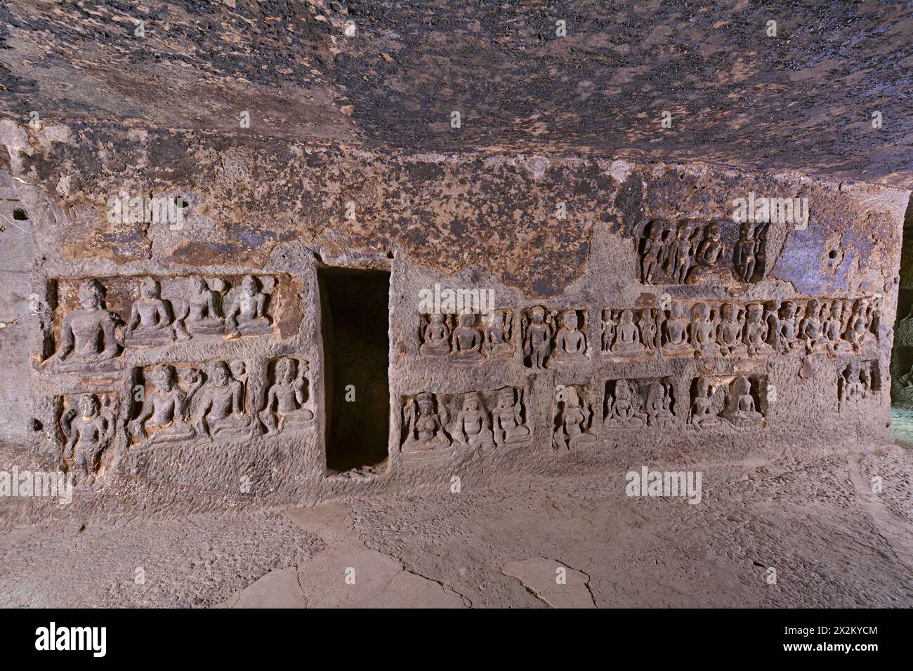 Ellora Buddhist Caves: Cave No 11 Second Floor- Intrusive panel left of ...