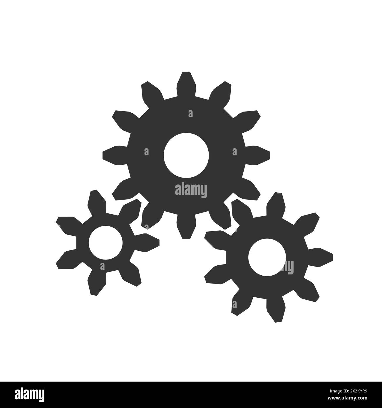 Flat cogwheel vector illustration. Three cog wheel gears - mechanical ...