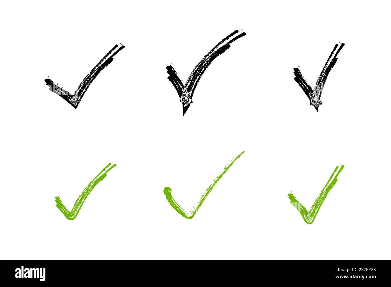 Hand drawn tick mark collection. Check yes symbol vector illustration ...