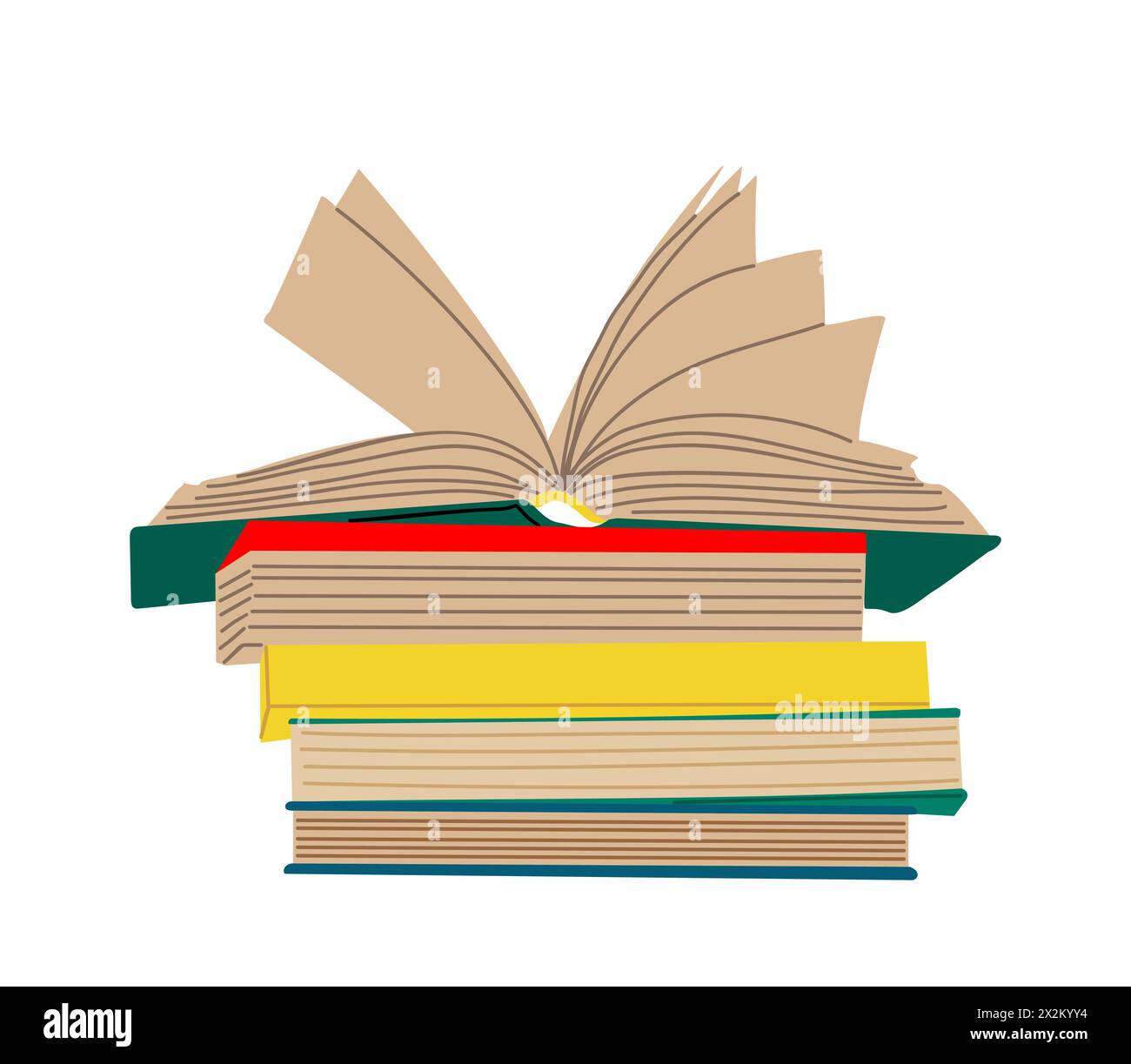 Stacks of books for reading with open book Stock Vector Image & Art - Alamy